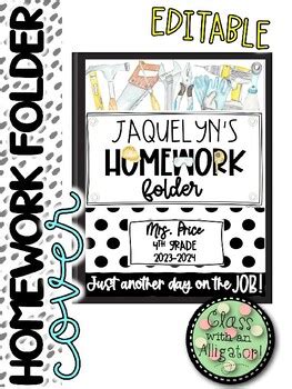 Homework Folder Cover Editable By Class With An Alligator TPT