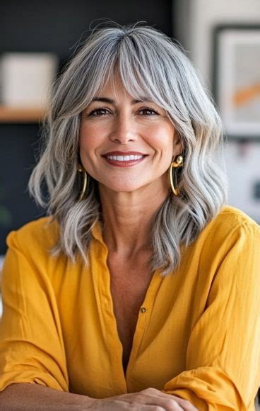 30 Long Bob Hairstyles With Fringe For Women Over 50 Wavy Silver Lob