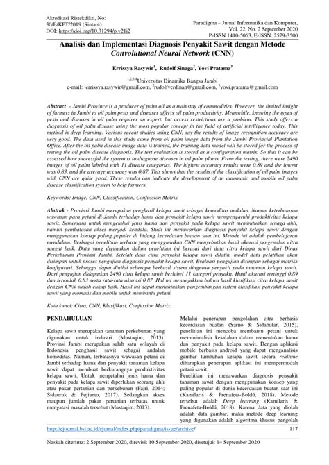 Pdf Analisis Dan Implementasi Diagnosis Penyakit Sawit Dengan Metode Convolutional Neural
