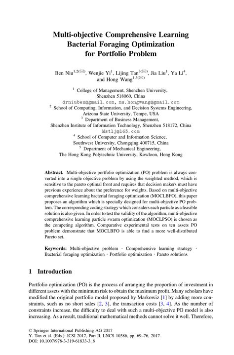 Pdf Multi Objective Comprehensive Learning Bacterial Foraging