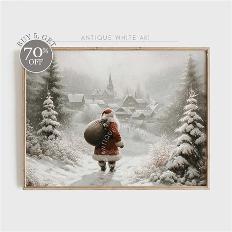 Printable Vintage Santa Claus Wall Art Farmhouse Christmas Print