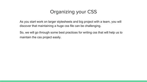 Structuring Your Css For Maintainability Rules And Guile Lines To Write Css Ppt