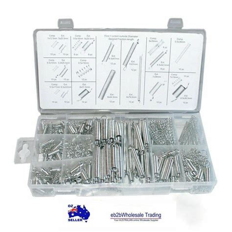 200pc Spring Assortment Set Zinc Plated Steel Compression And Extension