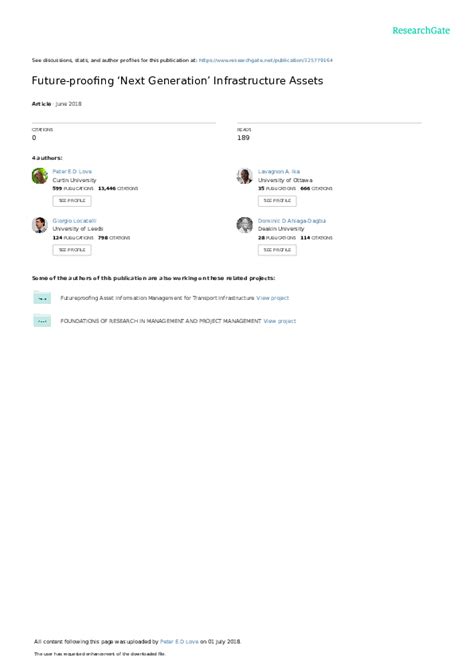 Pdf Future Proofing Next Generation Infrastructure Assets