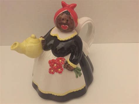 Omnibus Fired Red Aunt Jemima Black Americana Mammy Teapot 40oz