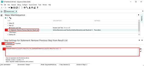 how can i exclude or delete a step from the result list in teststand ni