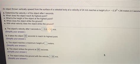 solved an object thrown vertically upward from the surface
