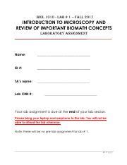 Lab 1 Intro To Microscopy Lab Assignment 2 F2017 Pdf Biol 1010