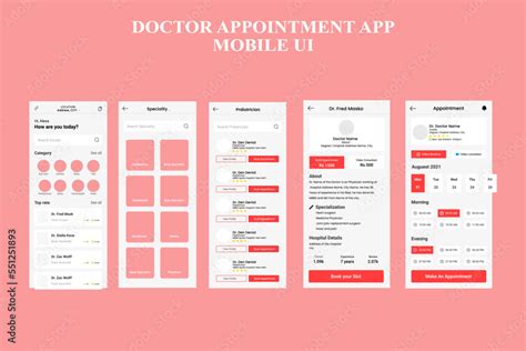 Medical Healthcare And Doctor Appointment Booking App Ui Kit For Mobile App Vector Illustration