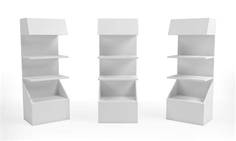큰 Pdq 디스플레이 3 가지 각도의 빈 포장 디스플레이 슈퍼마켓 용 디스플레이 랙 3d 렌더 3차원 형태에 대한 스톡 사진 및 기타 이미지 Istock