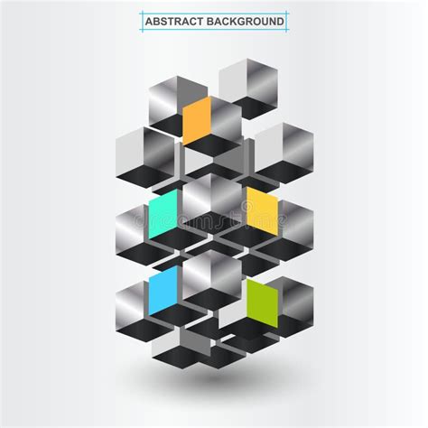 White Blocks 3d Modeling Cubes Business Presentation Vector Illustration Stock Vector