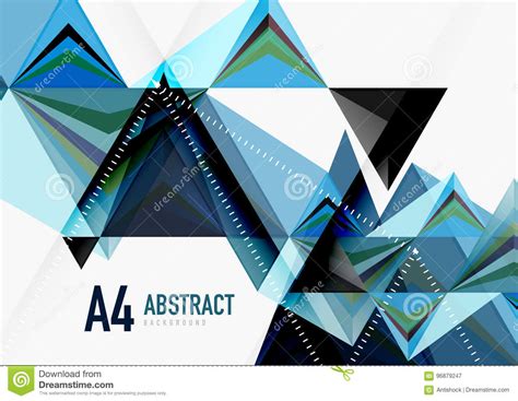 Triangular Low Poly Vector A4 Size Geometric Abstract Template Stock Vector Illustration Of