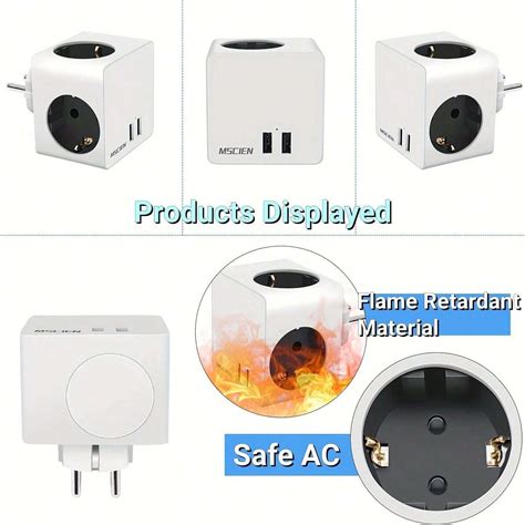 Pc Cube Design Rubik S Extension Socket EU Plug USB Ports Multi Function Power Charger