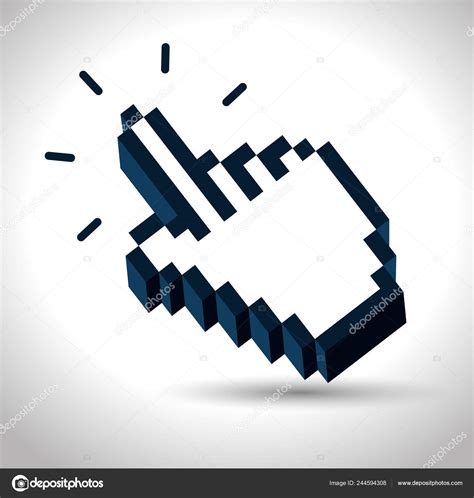 Pixel Hand Mouse Click Cursor Stock Vector By ©yupiramos 244594308