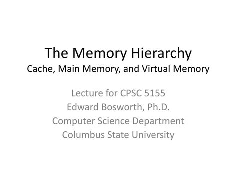PPT The Memory Hierarchy Cache Main Memory And Virtual Memory PowerPoint Presentation ID