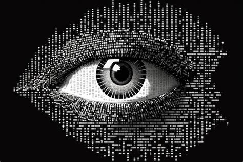 Premium Ai Image Allseeing Eye Made Out Of Binary Code With Each Bit Representing A Person