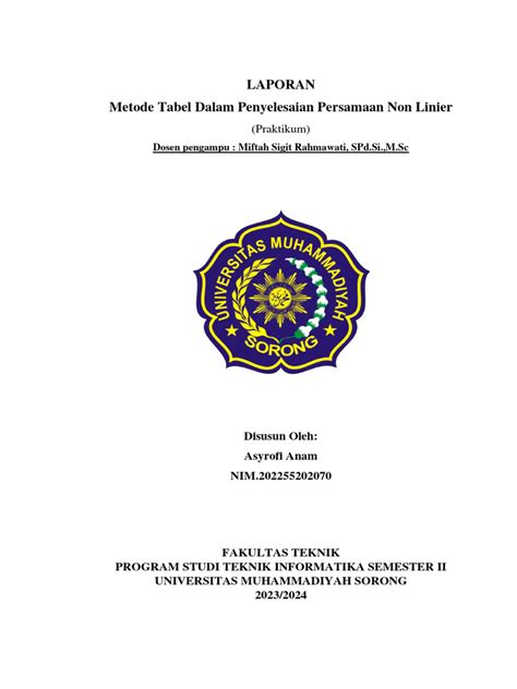Metode Tabel Dalam Penyelesaian Persamaan Non Linier Pdf