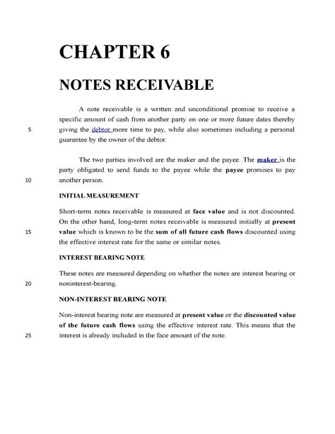 Chapter Notes Receivable CHAPTER NOTES RECEIVABLE A Note Receivable Is A Written And Studocu