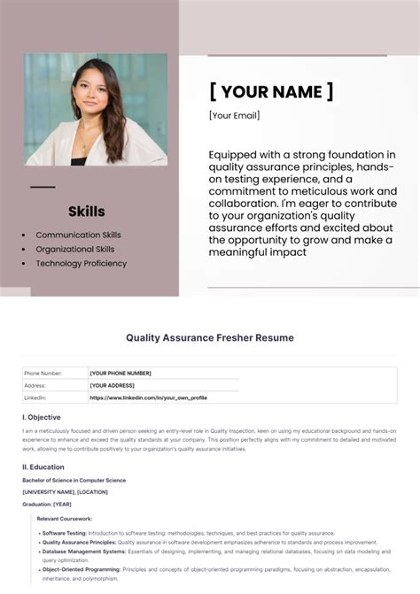 Free Btech Fresher Resume Template To Edit Online