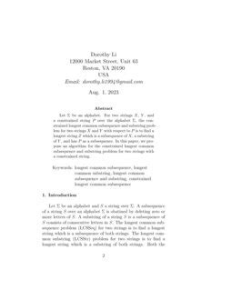 An Algorithm For The Constrained Longest Common Subsequence And Substring Problem Deepai