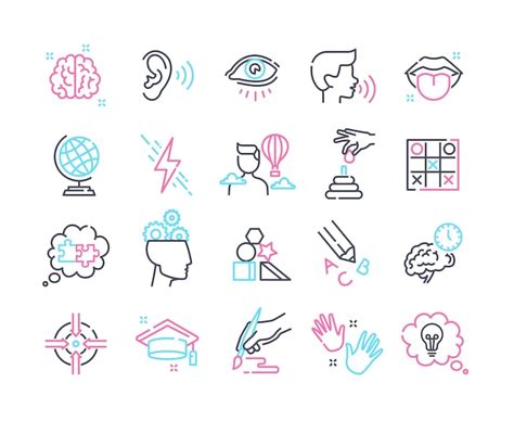 Premium Vector Cognitive Skills Line Icons Set