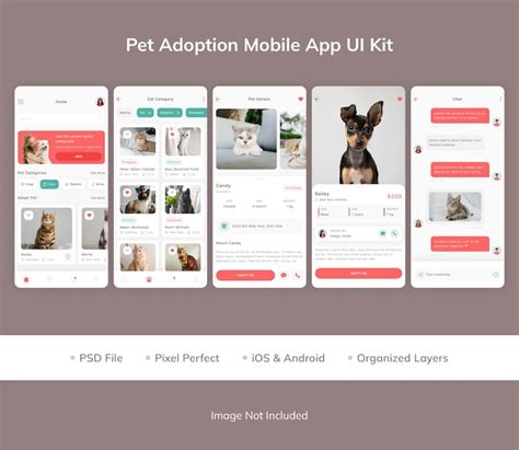 Premium PSD Pet Adoption Mobile App Ui Kit