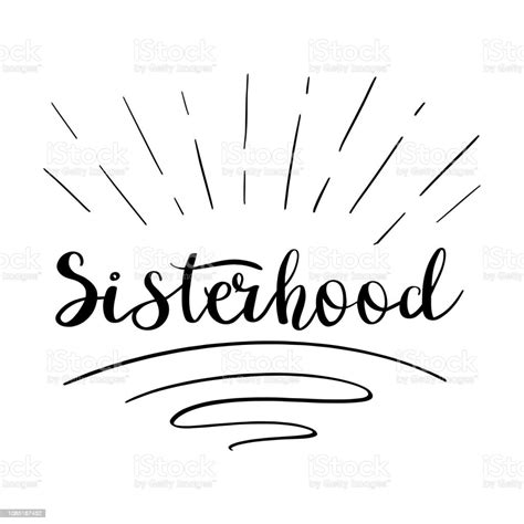 자매입니다 손 장식 요소 흰색 배경에 고립 된 잉크 글자를 작성 페미니즘에 대 한 벡터 일러스트입니다 개념에 대한 스톡 벡터 아트 및 기타 이미지 Istock