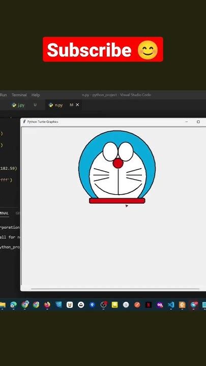 Funny Drawing Hybrid Doraemon Using Python 😄 Shorts Python Status