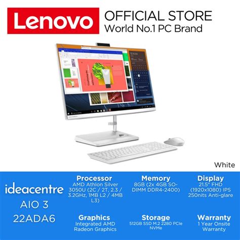 Jual Lenovo Ideacentre Aio Ada Athlon Silver U Gb Gbssd Win Aaid White Shopee