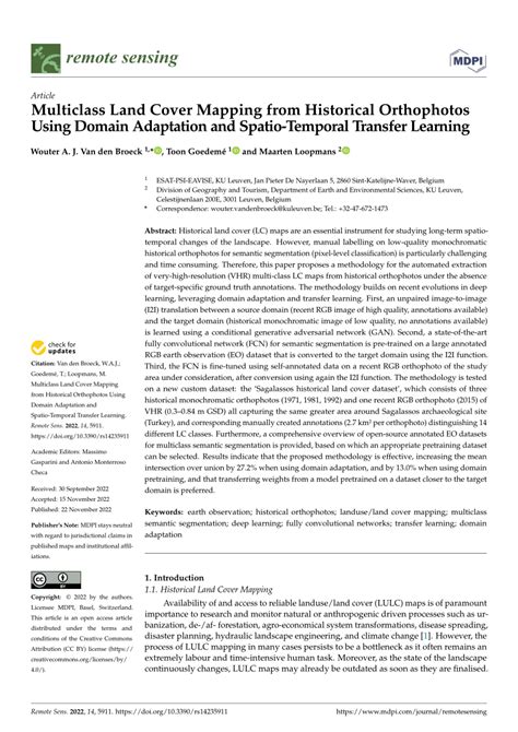 Pdf Multiclass Land Cover Mapping From Historical Orthophotos Using Domain Adaptation And