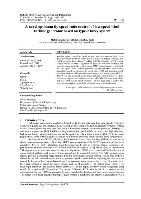 A Novel Optimum Tip Speed Ratio Control Of Low Speed Wind Turbine Generator Based On Type 2