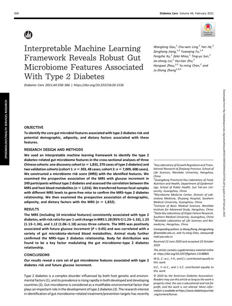Pdf Interpretable Machine Learning Framework Reveals Robust Gut Microbiome Features Associated