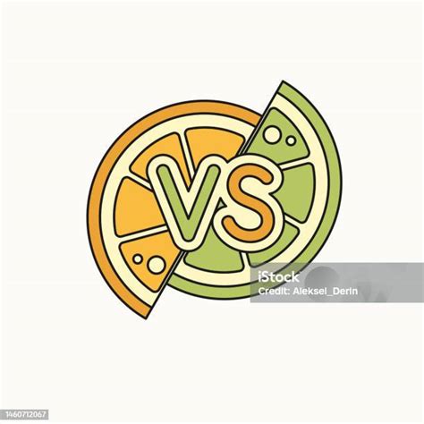 대결의 밝은 상징 Vs 배경에 벡터 그림입니다 개념에 대한 스톡 벡터 아트 및 기타 이미지 개념 과일 단일 이미지 Istock