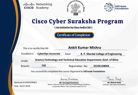 Ankit Kumar Mishra On Linkedin Cybersecurity Cisco Networking Education Learning