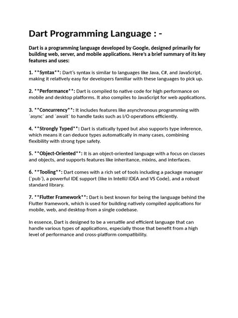 Dart Programming Language Pdf Data Type Object Oriented Programming