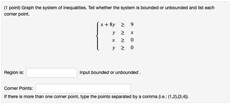 Solved 1 Point Graph The System Of Inequalities Tell Chegg Com
