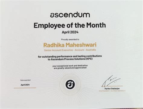 Radhika Maheshwari On Linkedin Employeeofthemonth Dedication Gratitude Ascendumkps