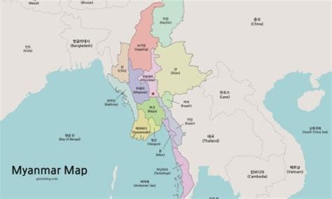 미얀마 지도 한글판 3가지 무료 다운로드 네이버 블로그