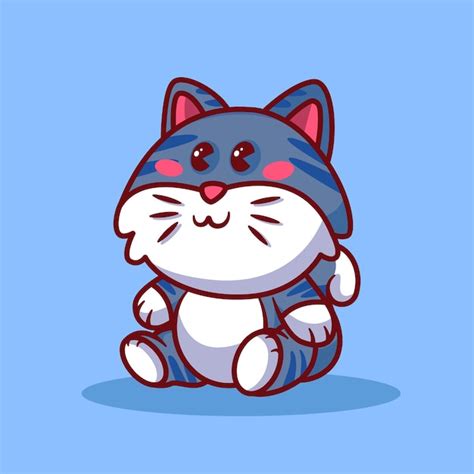 귀여운 고양이 만화 아이콘 그림 프리미엄 벡터