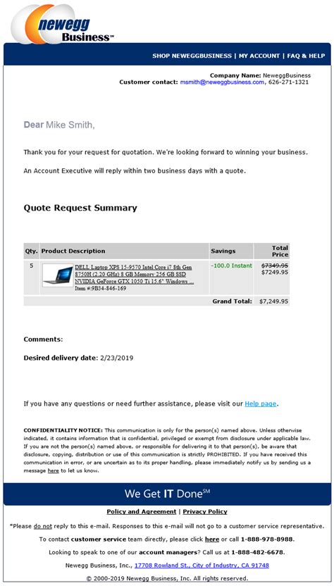 Online Quote Requests NeweggBusiness Com
