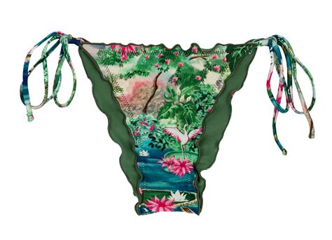 Tropical Green And Blue Scrunch Brazilian Bikini Bottom With Wavy Edges Bottom Amazonia Frufru
