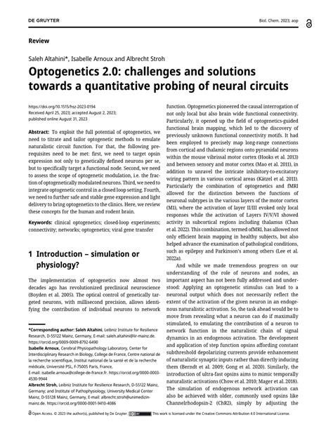 Pdf Optogenetics 2 0 Challenges And Solutions Towards A Quantitative