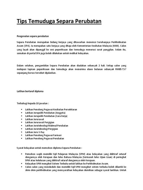 Dokumen Tips Tips Temuduga Separa Perubatan Pdf Pdf