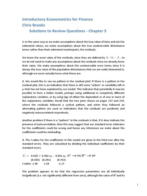 Chapter 5 Solutions Solution Manual Introductory Econometrics For Finance Pdf