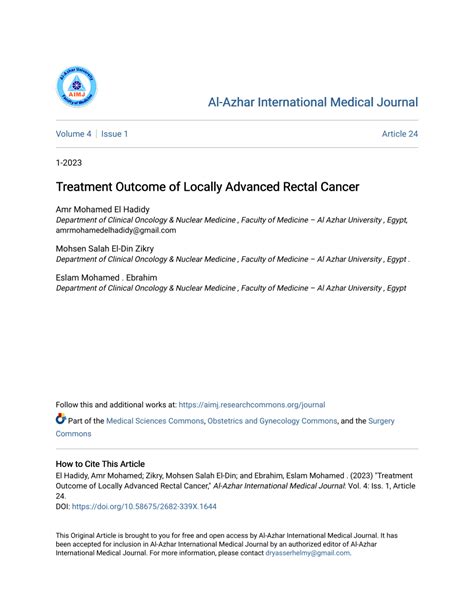 Pdf Treatment Outcome Of Locally Advanced Rectal Cancer