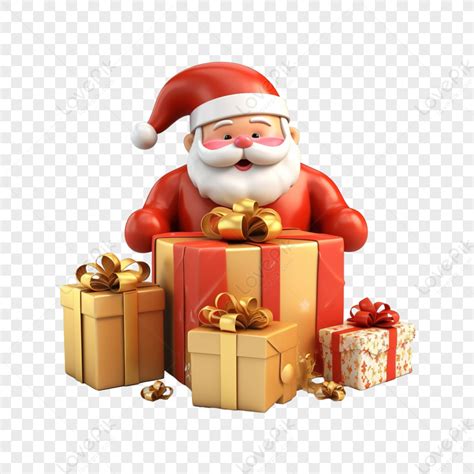 3d 그림 크리스마스 장식 및 선물 상자와 산타클로스겨울초대 Png 일러스트 무료 다운로드 Lovepik