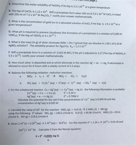 Solved A Determine The Molar Solubility Of Fe Oh 3 If Its