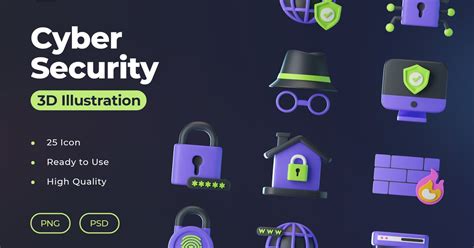 Cyber Security 3d Icon Objects Ft 3d And Security Envato