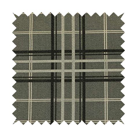 Melton Soft Wool Effect Chenille Grey Tartan Pattern Curtain Upholster
