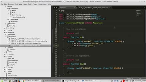 Part 5 1 Membuat Portal Berita Dengan Laravel 54 Membuat Database Artikel Dan Relasi Nya